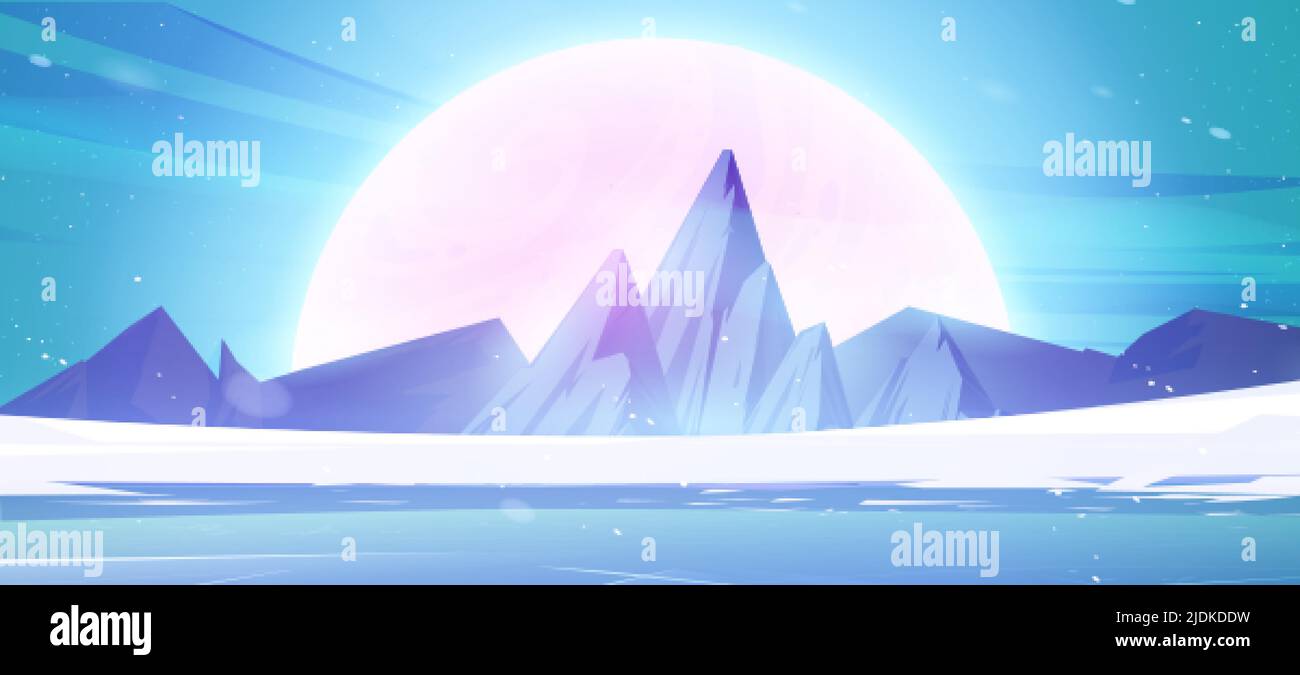 Frozen lake mountain backdrop Stock Vector Images - Alamy