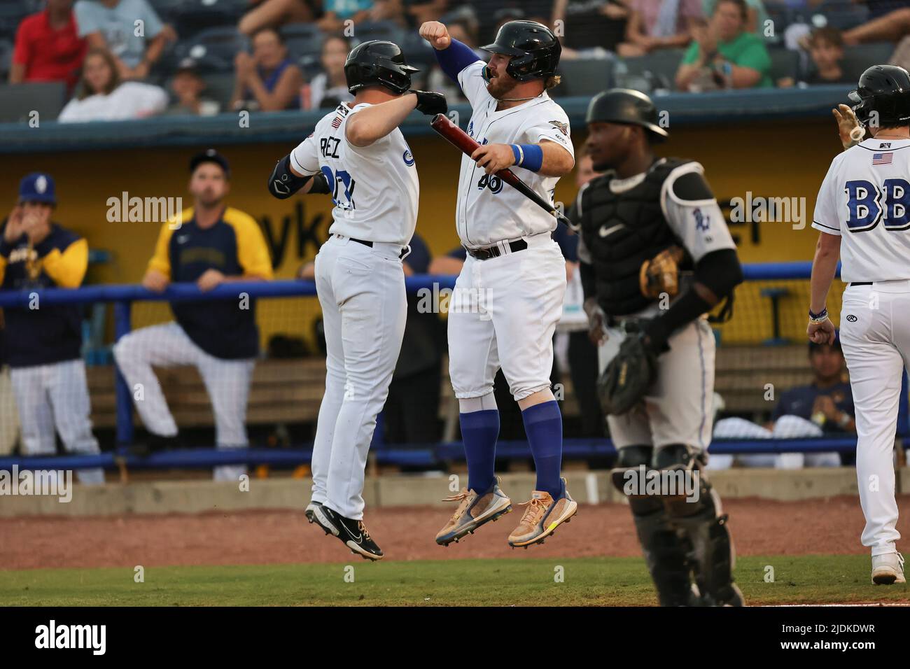 June 21, 2022: Biloxi Shuckers catcher Jakson Reetz (27) and first ...