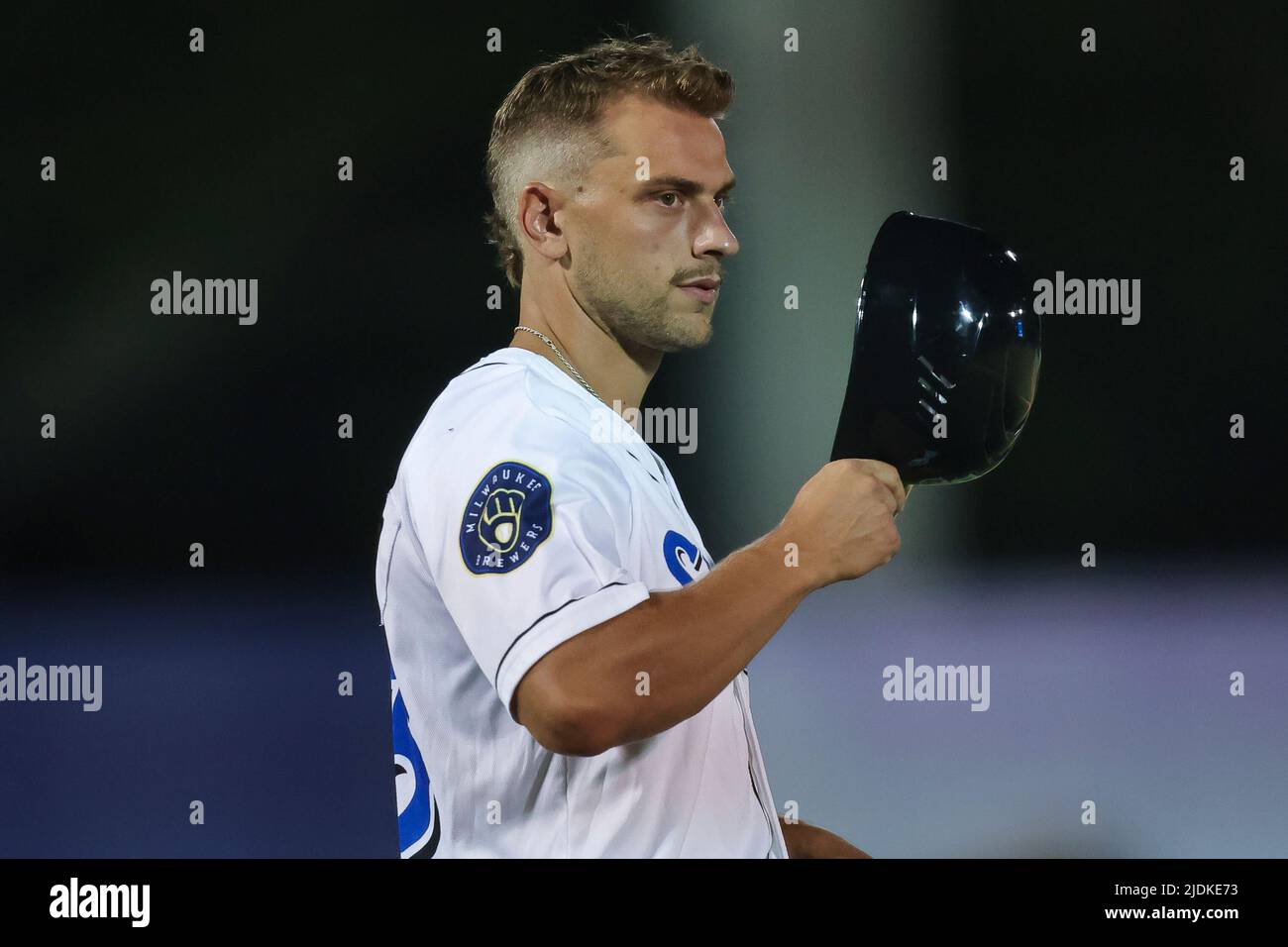 June 21, 2022: Biloxi third base coach J. J. Reimer (23) during an MiLB ...