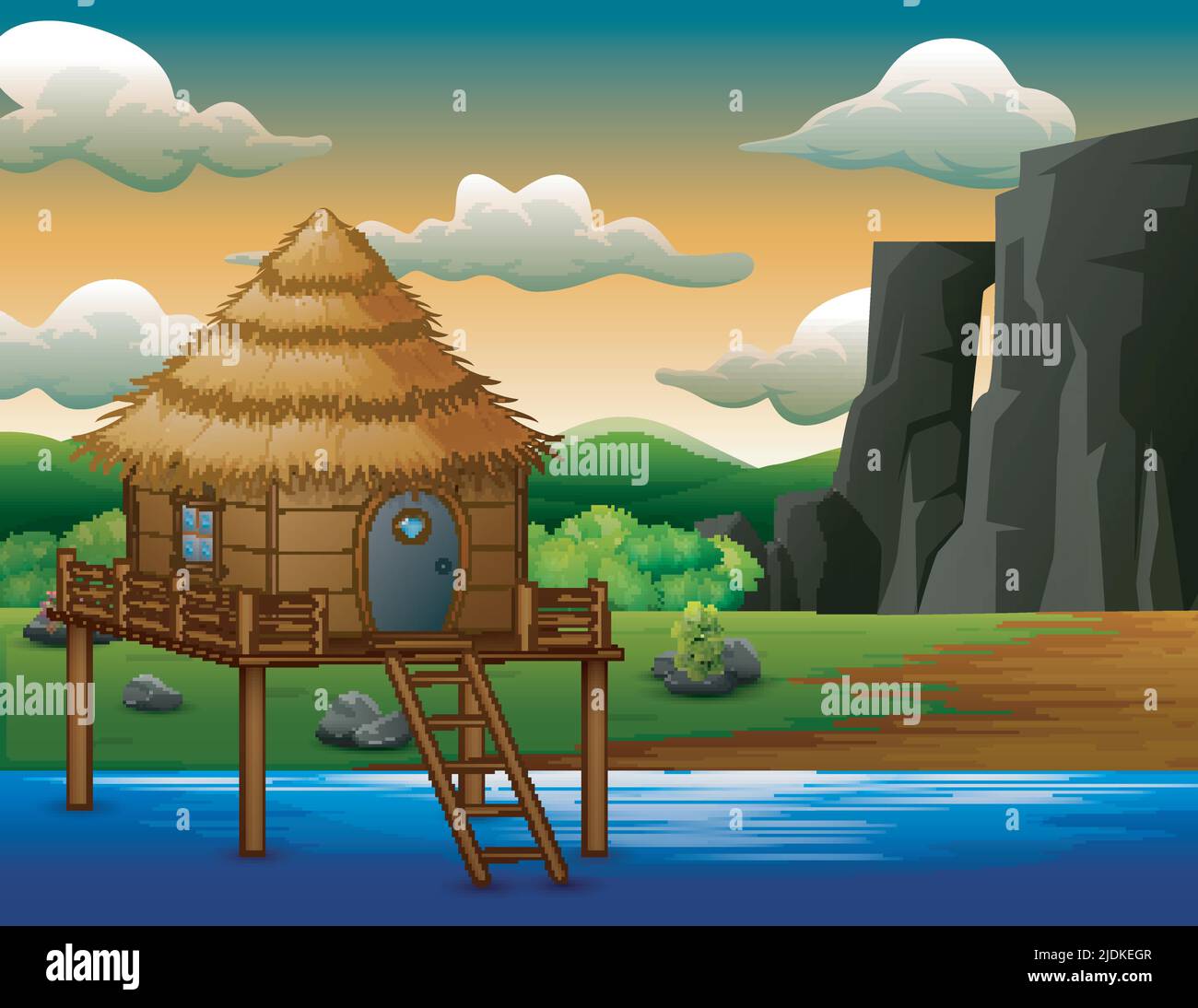 Stone stairs water Stock Vector Images - Alamy