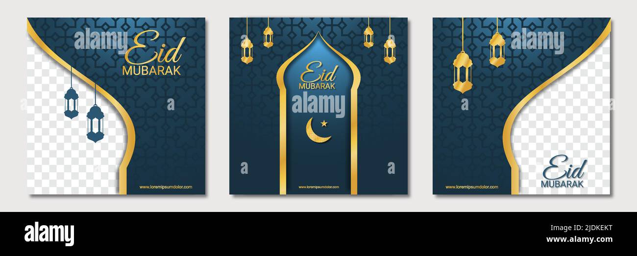 Set of ramadan square banner template design with a place for photos ...