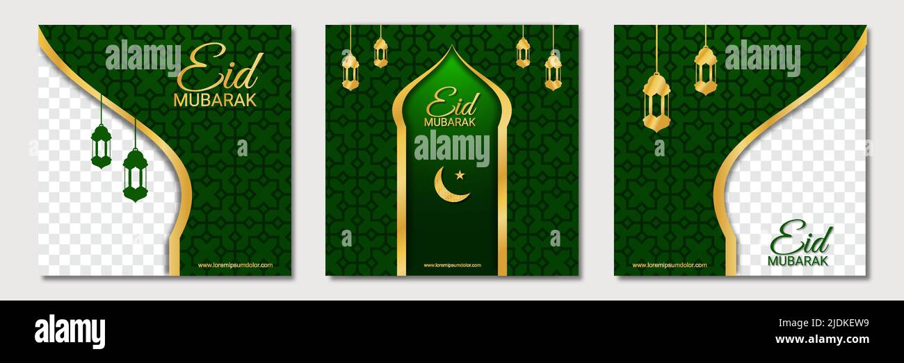 Set of ramadan square banner template design with a place for photos ...