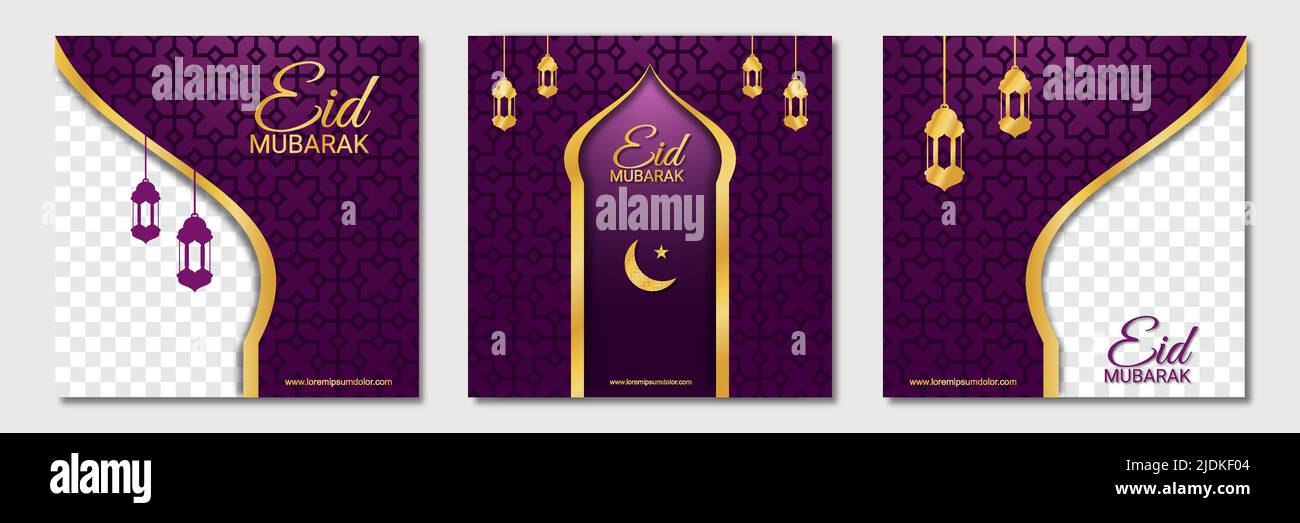 Set of ramadan square banner template design with a place for photos ...