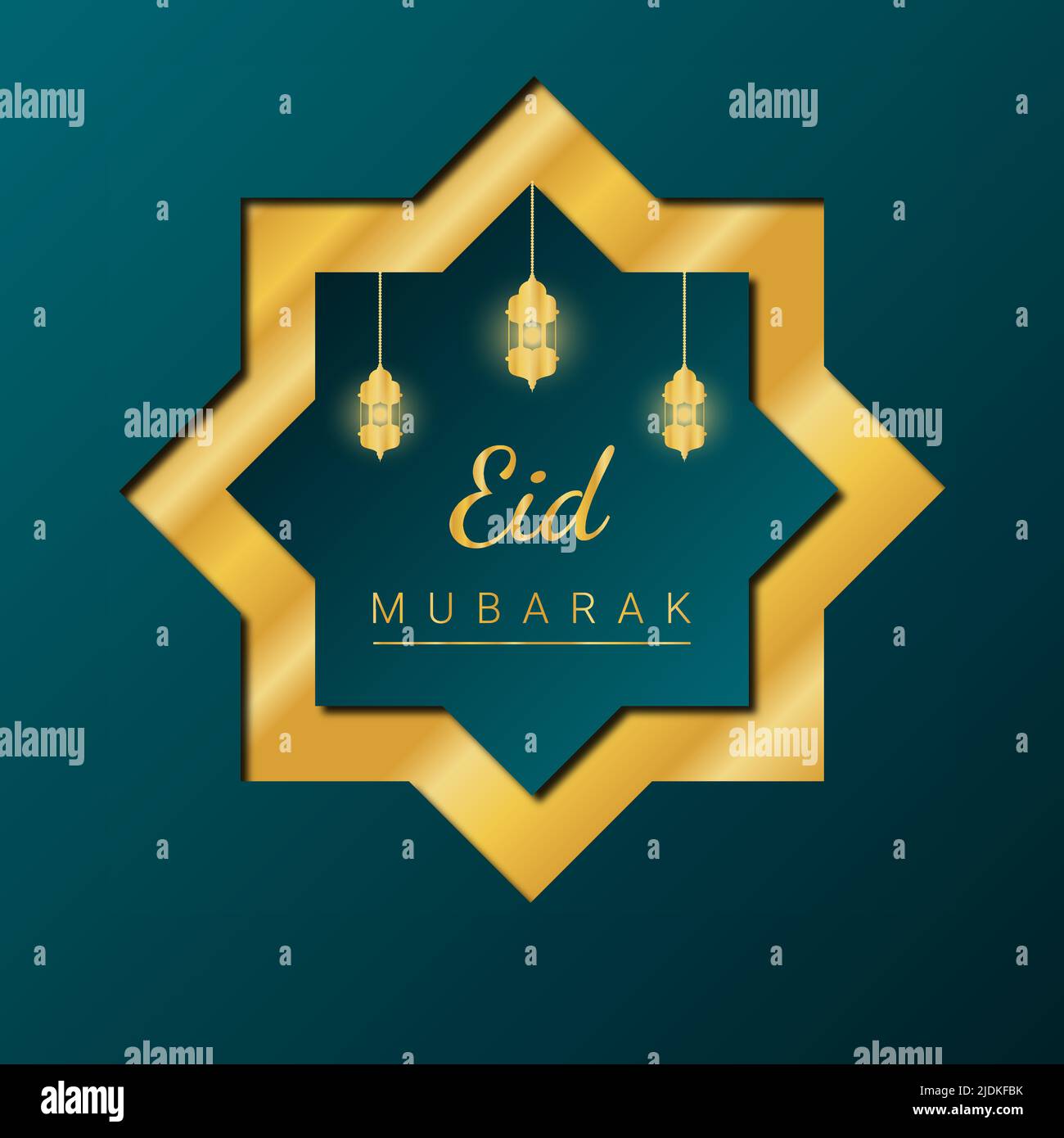Eid mubarak square card. Vector papercut card design. Vector ...
