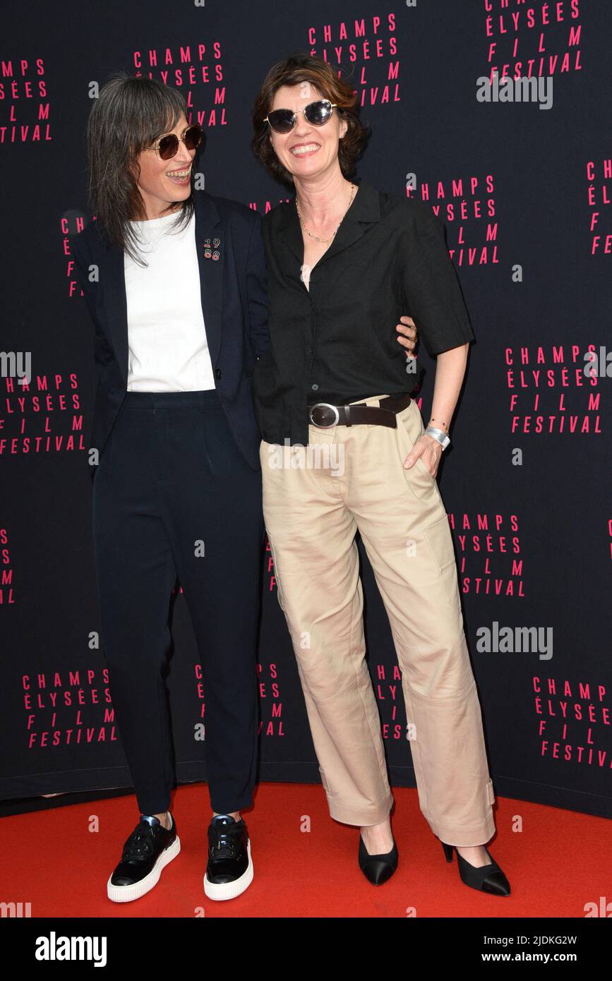 Paris, France, on June 21, 2022. Maud Lubeck and Irene Jacob arriving ...