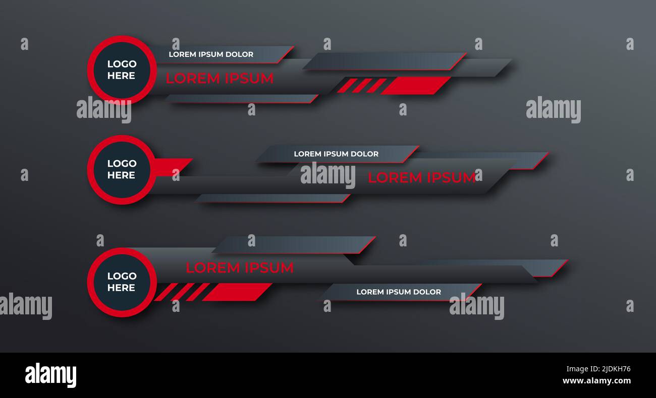 Three geometric lower third banners set design. Modern geometric lower third banner template ...