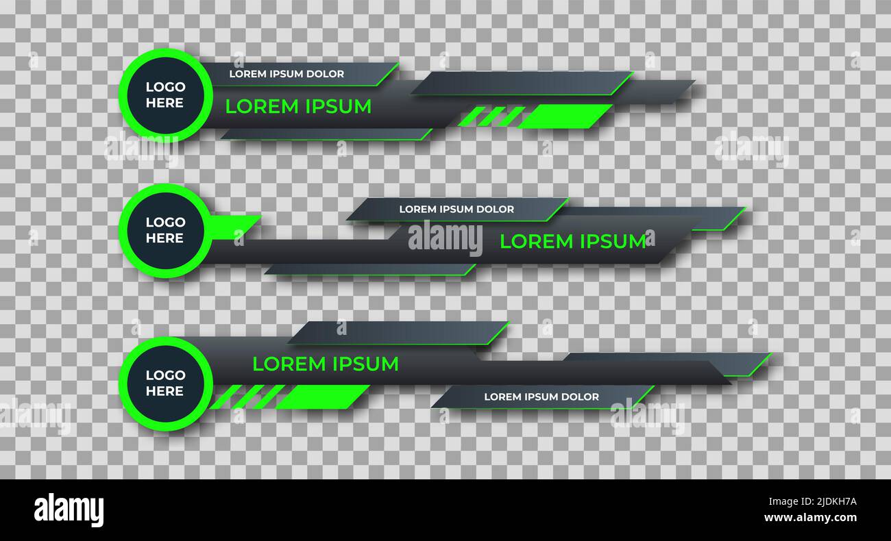 Three geometric lower third banners set design. Modern geometric lower ...