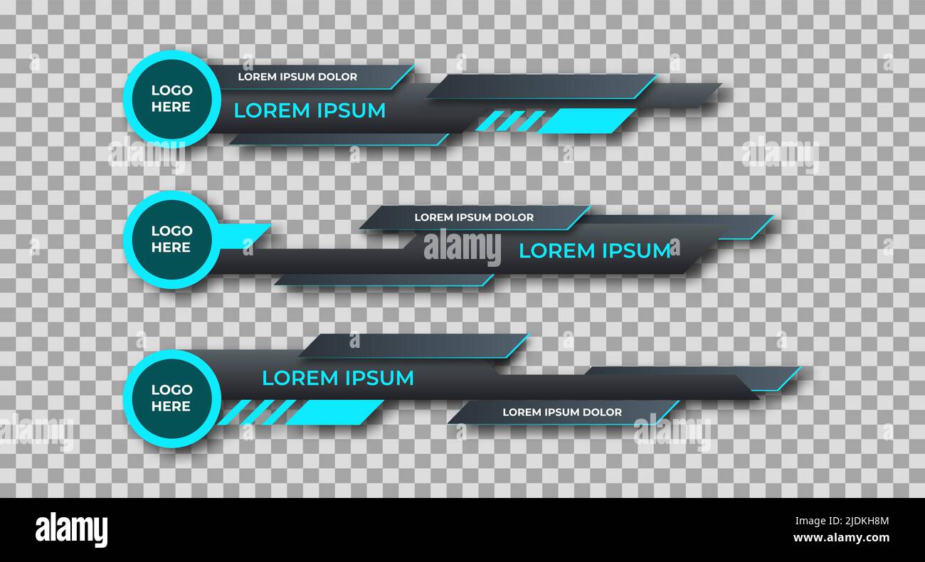Three geometric lower third banners set design. Modern geometric lower ...