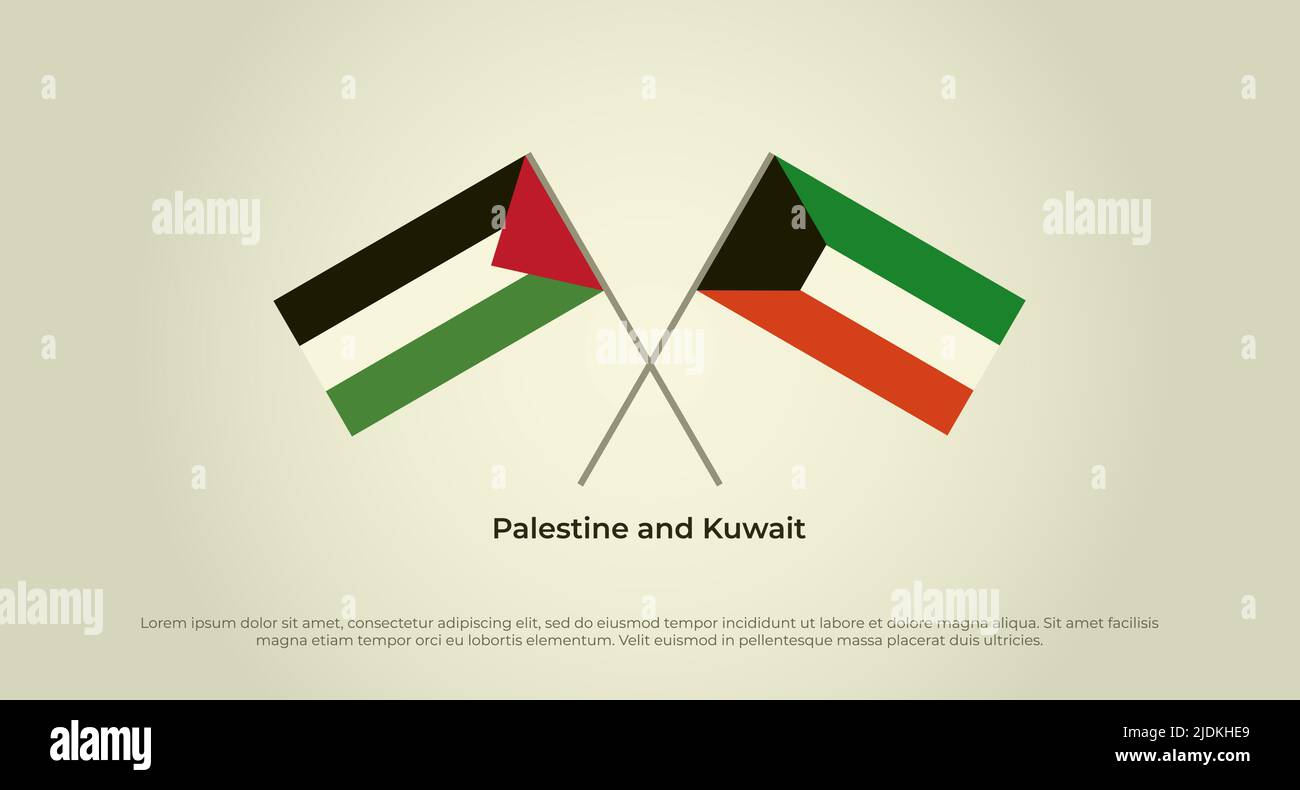 Crossed flags of Palestine and Kuwait. Official colors. Correct ...