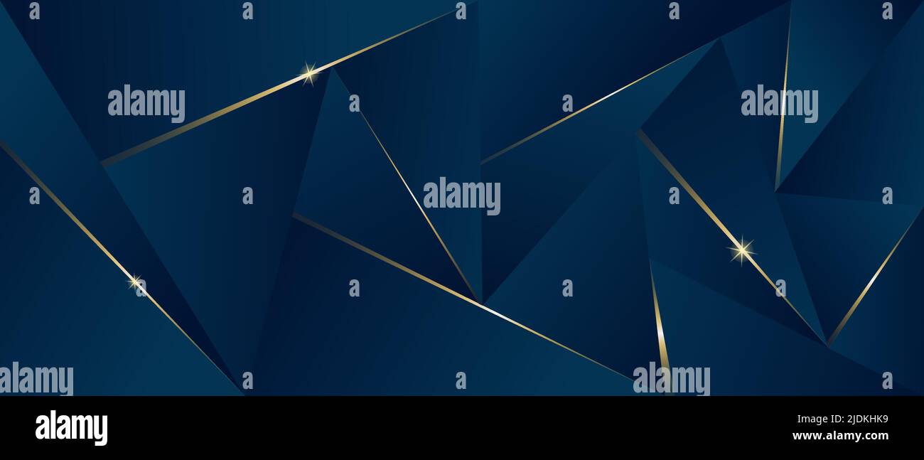 Abstract luxury polygonal pattern, dark blue with gold. Vector ...