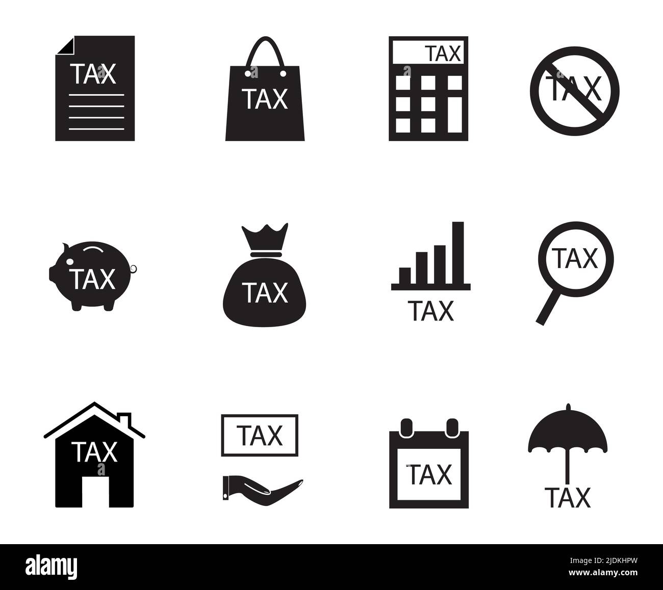 tax icon silhouette vector set. black tax sign. tax symbol. flat style ...