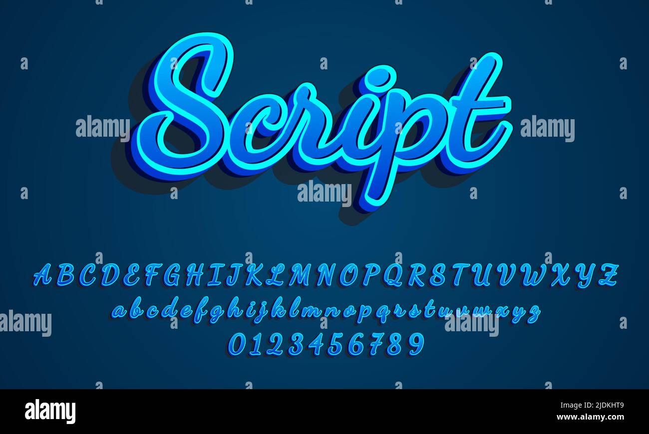 3D Script Text effect, Editable Text Style. Vector illustration Stock ...