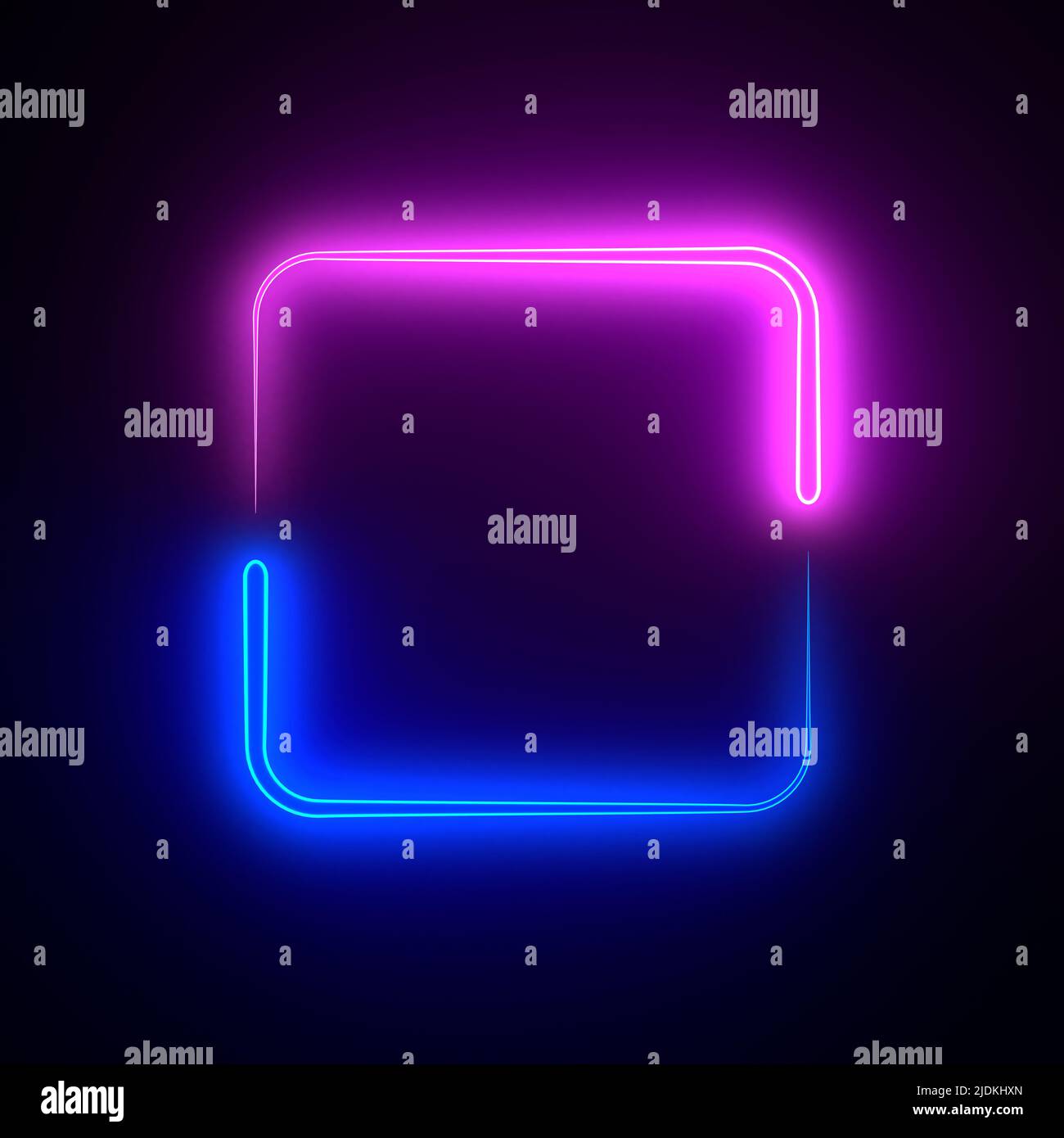 purple and blue neon elements on black background. 3D illustration ...