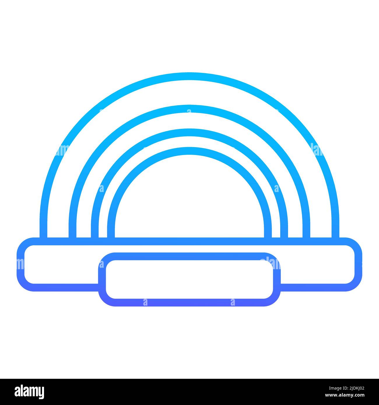 Bouncy castle gradient outline icon. Jumping inflatable house on kids playground. Vector logo ...
