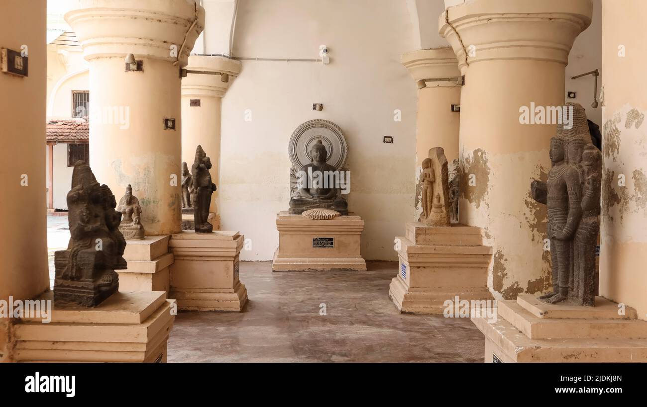 Stone sculptures of Hindu God and Goddess inside the Art Gallery ...