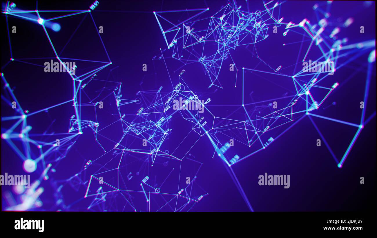 Geometric Network Connection Digital Data Dots And Numbers Abstract Technology Background Stock