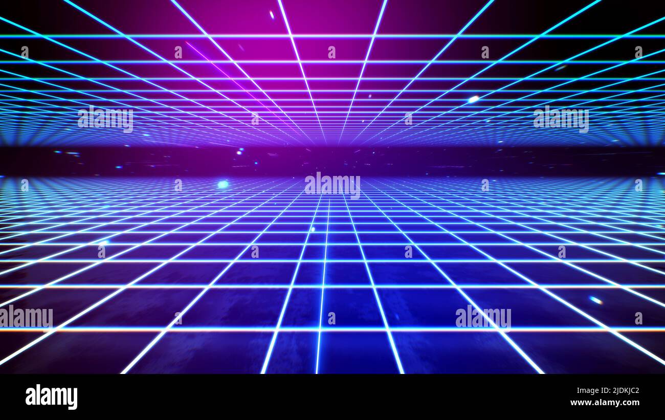 Futuristic sci-fi technology grid 80s background Stock Photo - Alamy