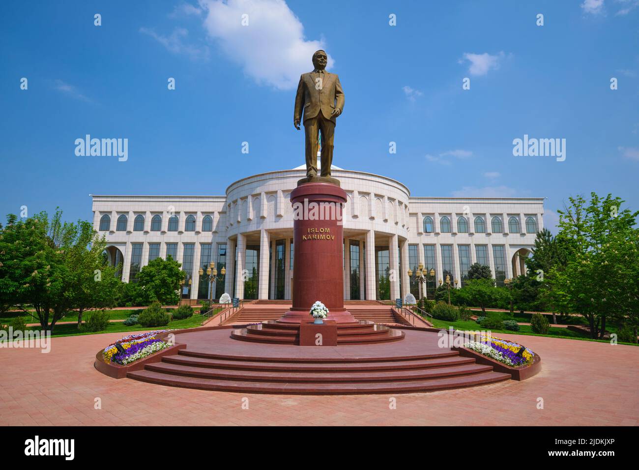 Exterior view with Karimov statue. At the former President Islam ...