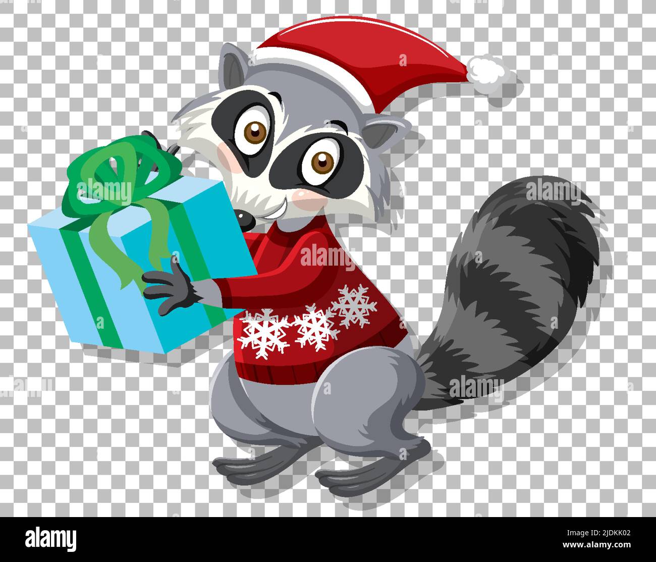 Christmas raccoon on grid background illustration Stock Vector Image ...
