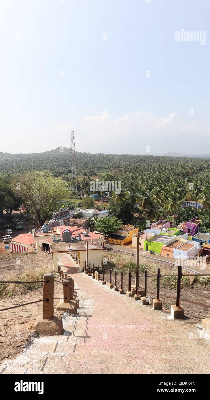 Stairs of Thirumalai Kovil a Murugan temple, Panpoli Village, Tenkasi ...