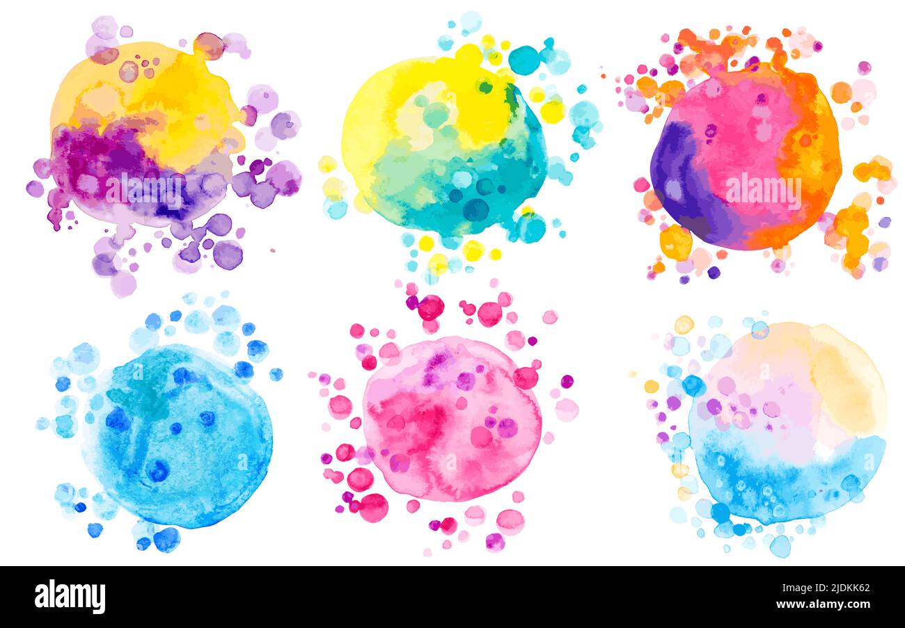 Watercolor drops gradient pattern set. Vector illustration Stock Vector ...