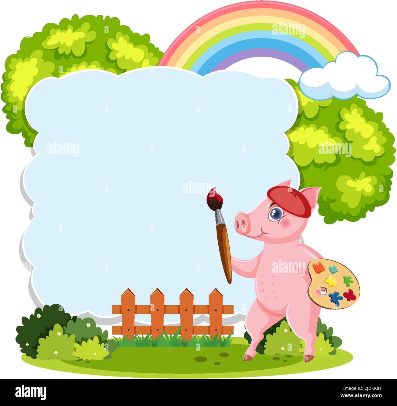 Empty board template with cartoon character illustration Stock Vector ...