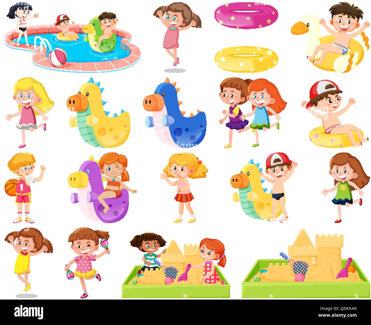 Set of children doing different activities illustration Stock Vector ...