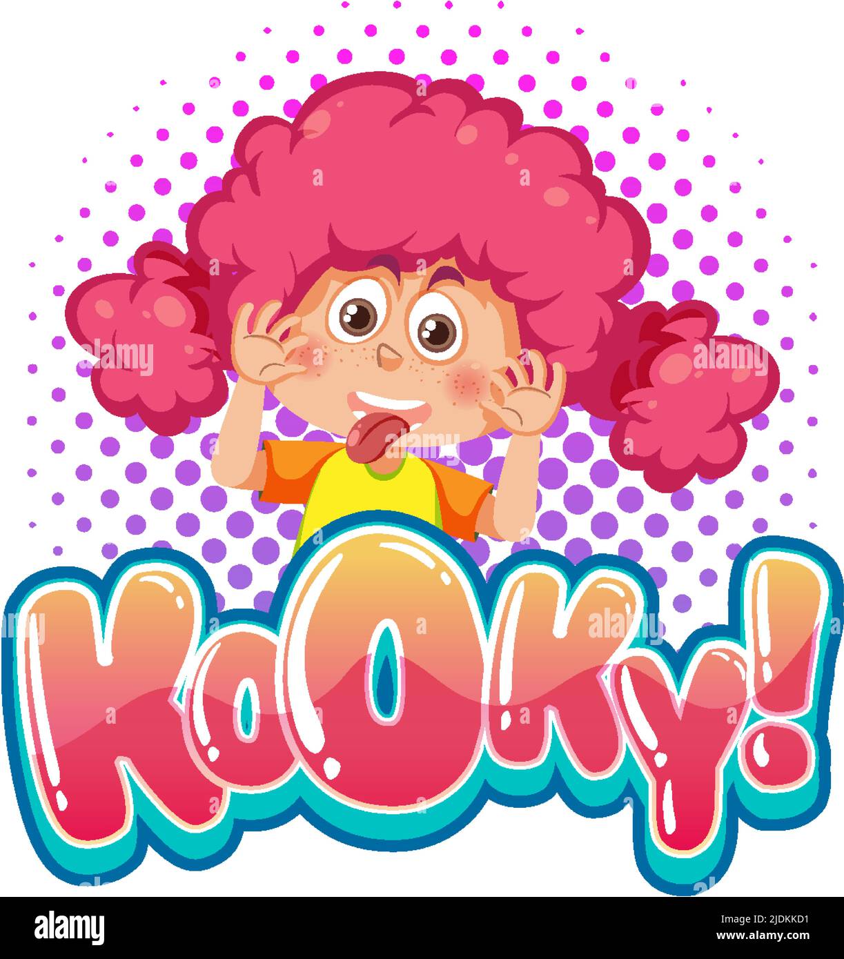 Playful cartoon character with kooky word expression illustration Stock ...