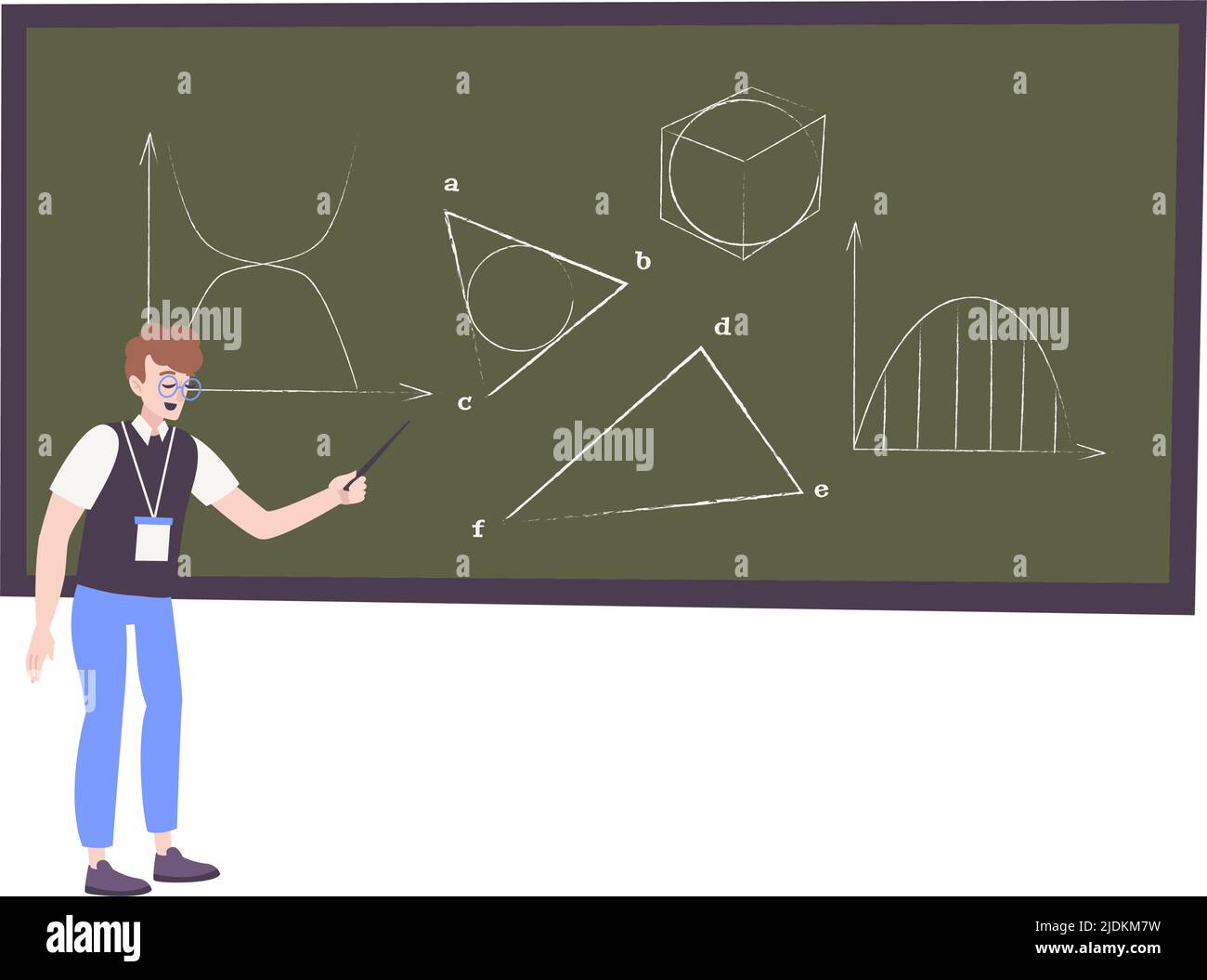 Kids hobby flat composition with character of teenage boy drawing ...