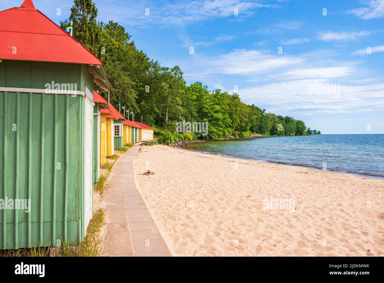 Beach huts on a bathing area Stock Photo - Alamy