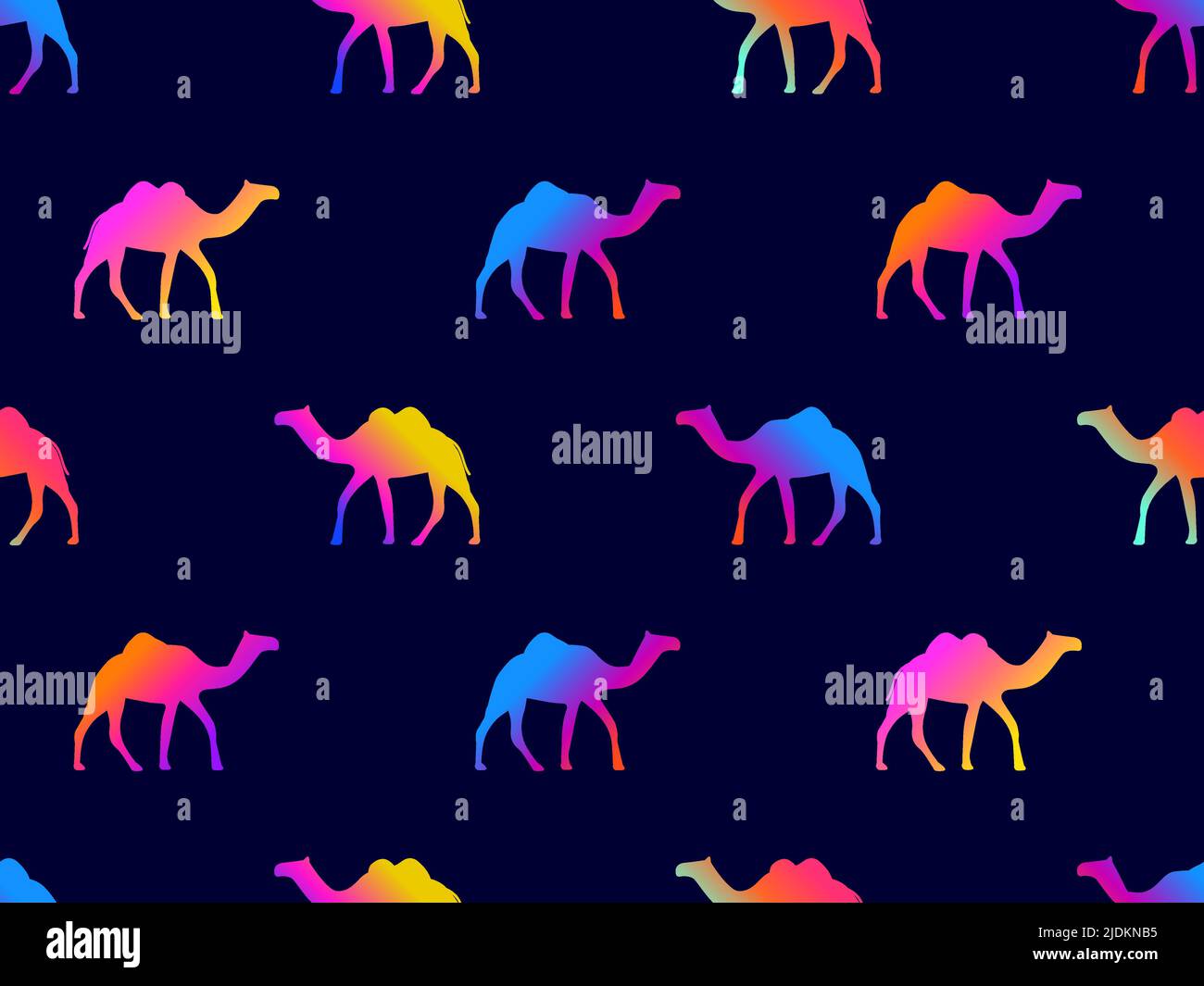Gradient camels seamless pattern. Silhouette of camels on a black ...