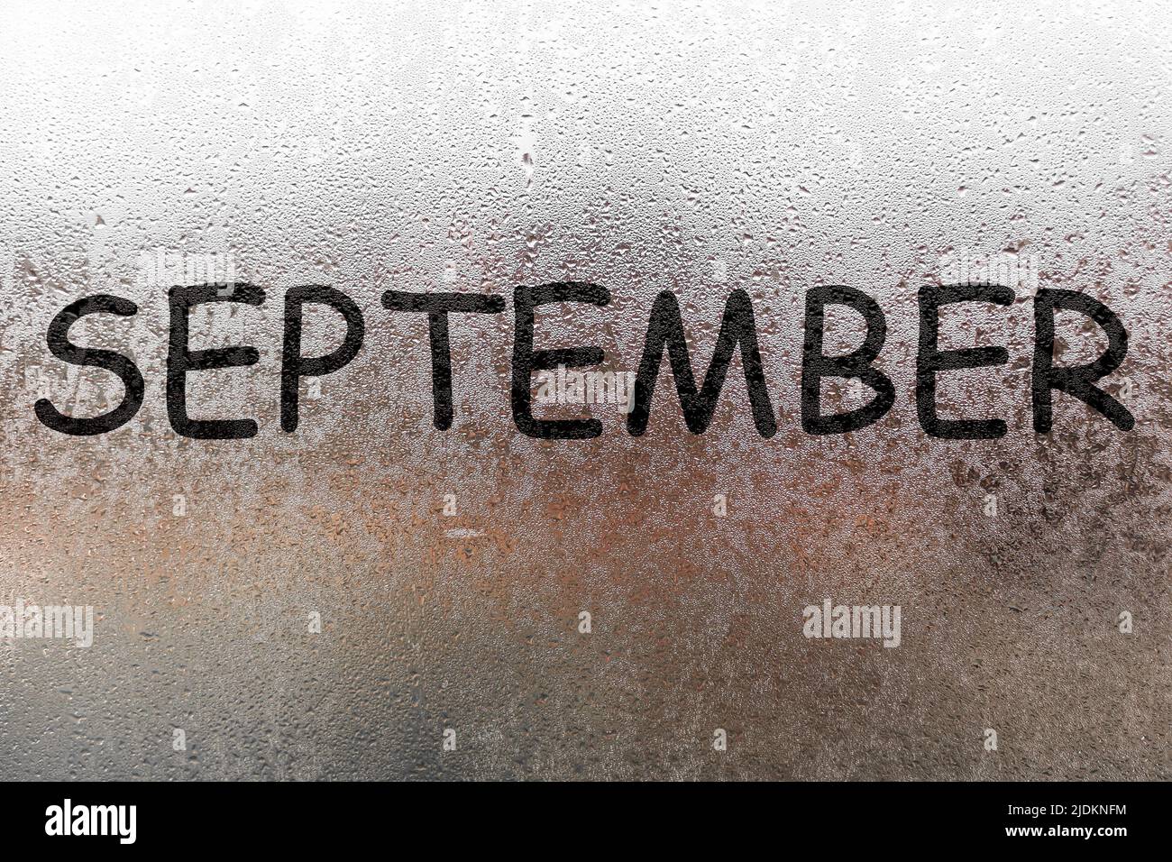 Autumn rain, the inscription on the sweaty glass - September Stock ...