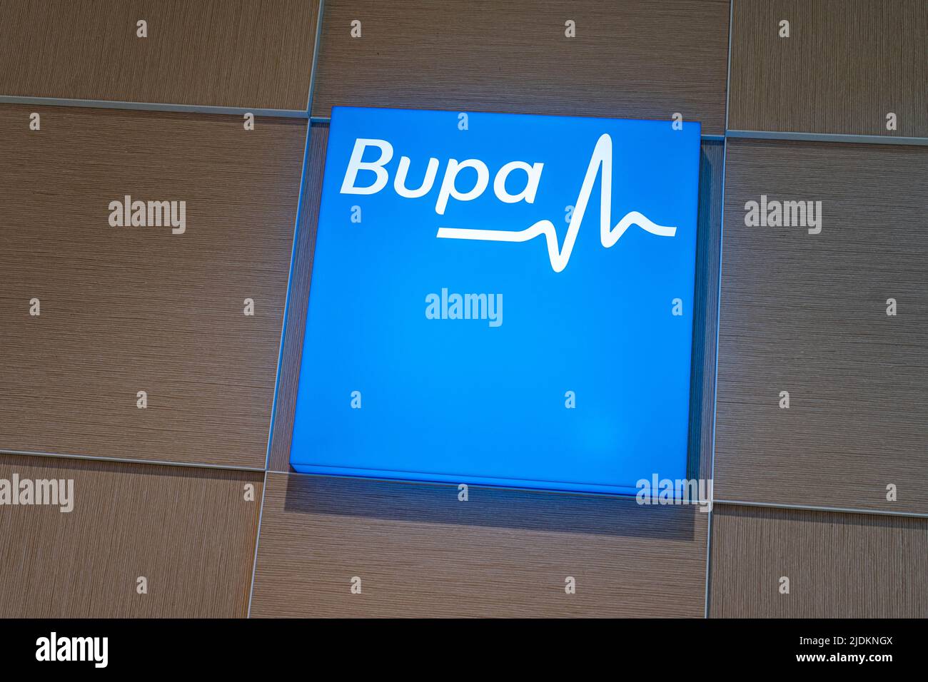 22 June 2022: BUPA healthcare insurance sign Stock Photo - Alamy