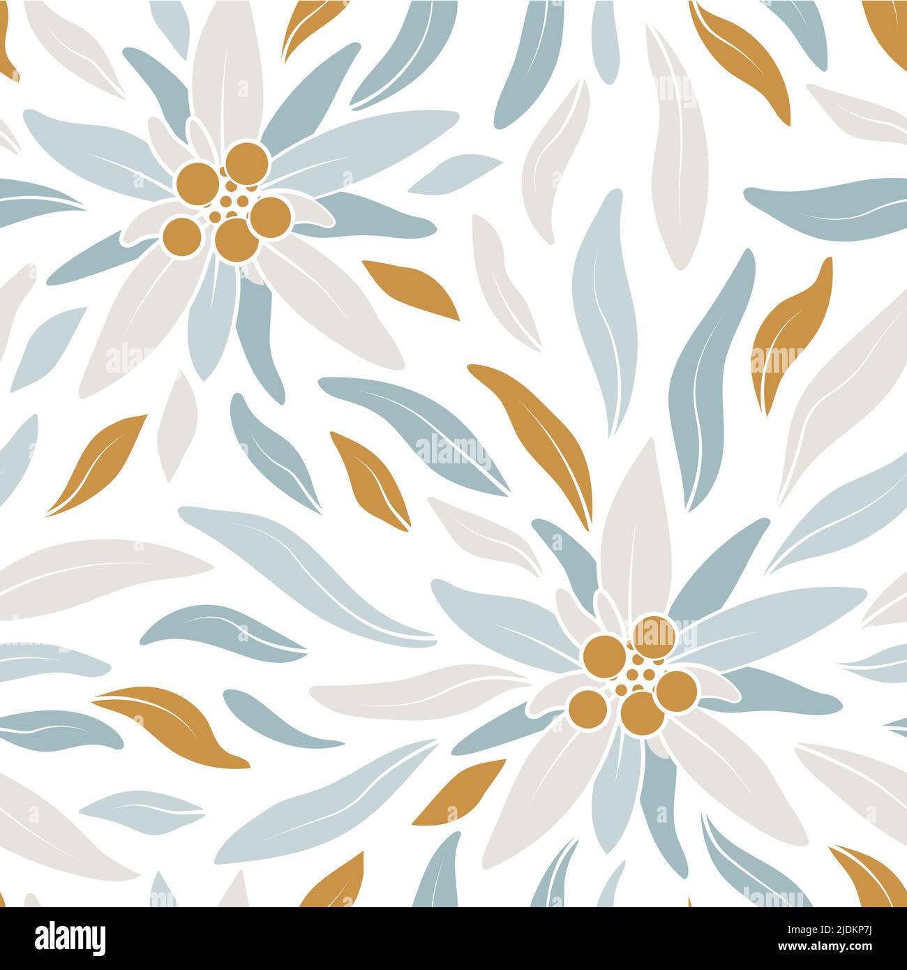 Edelweiss. Seamless pattern in pastel colors with edelweiss flowers on ...