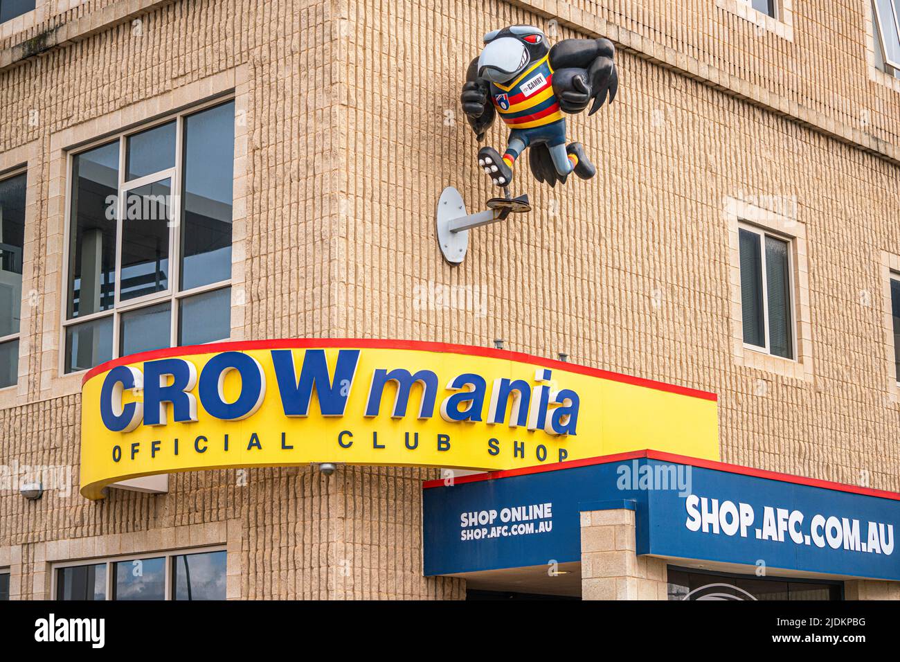 22 June 2022: Mascot of the Adelaide Crows at Crowmania sport shop ...