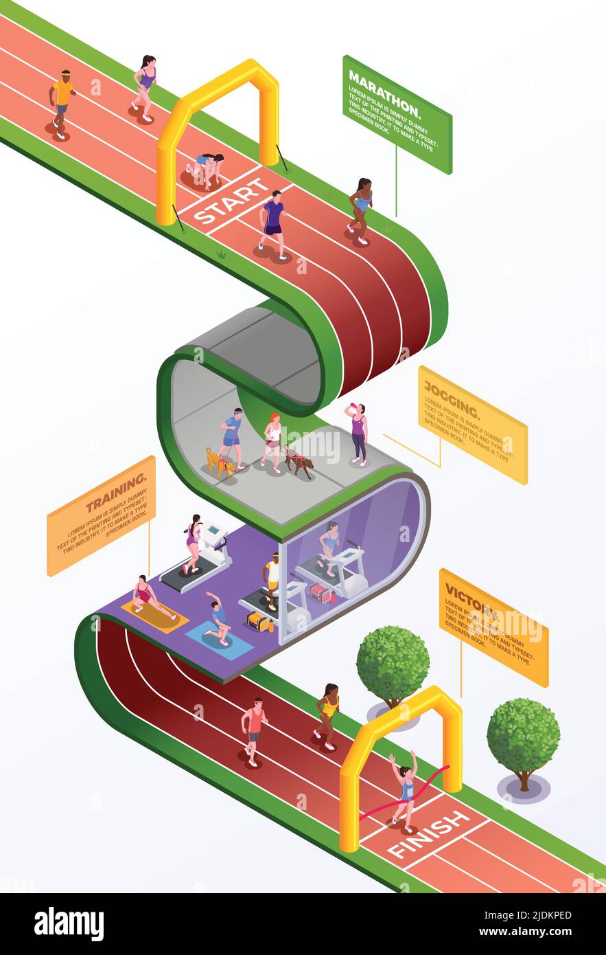Running people composition with competition and training symbols ...