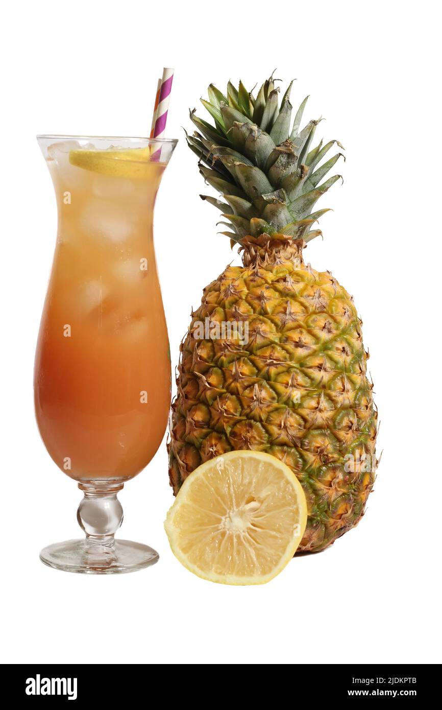 Tropical Hurricane Drink on White Background With Orange Juice and ...