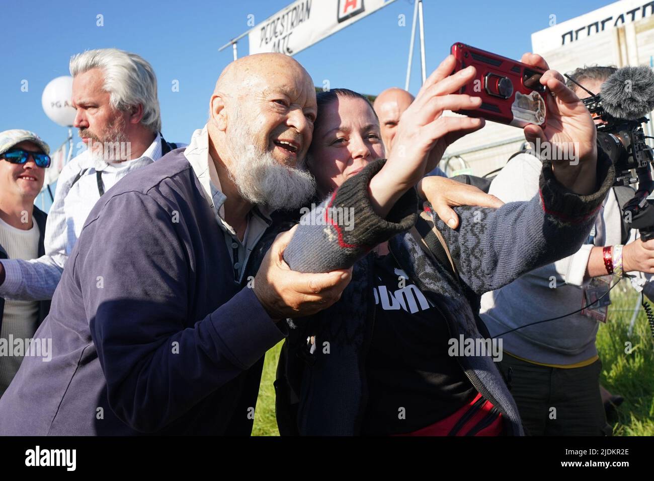 Michael Eavis has a selfie ahead of the Glastonbury Festival at Worthy ...