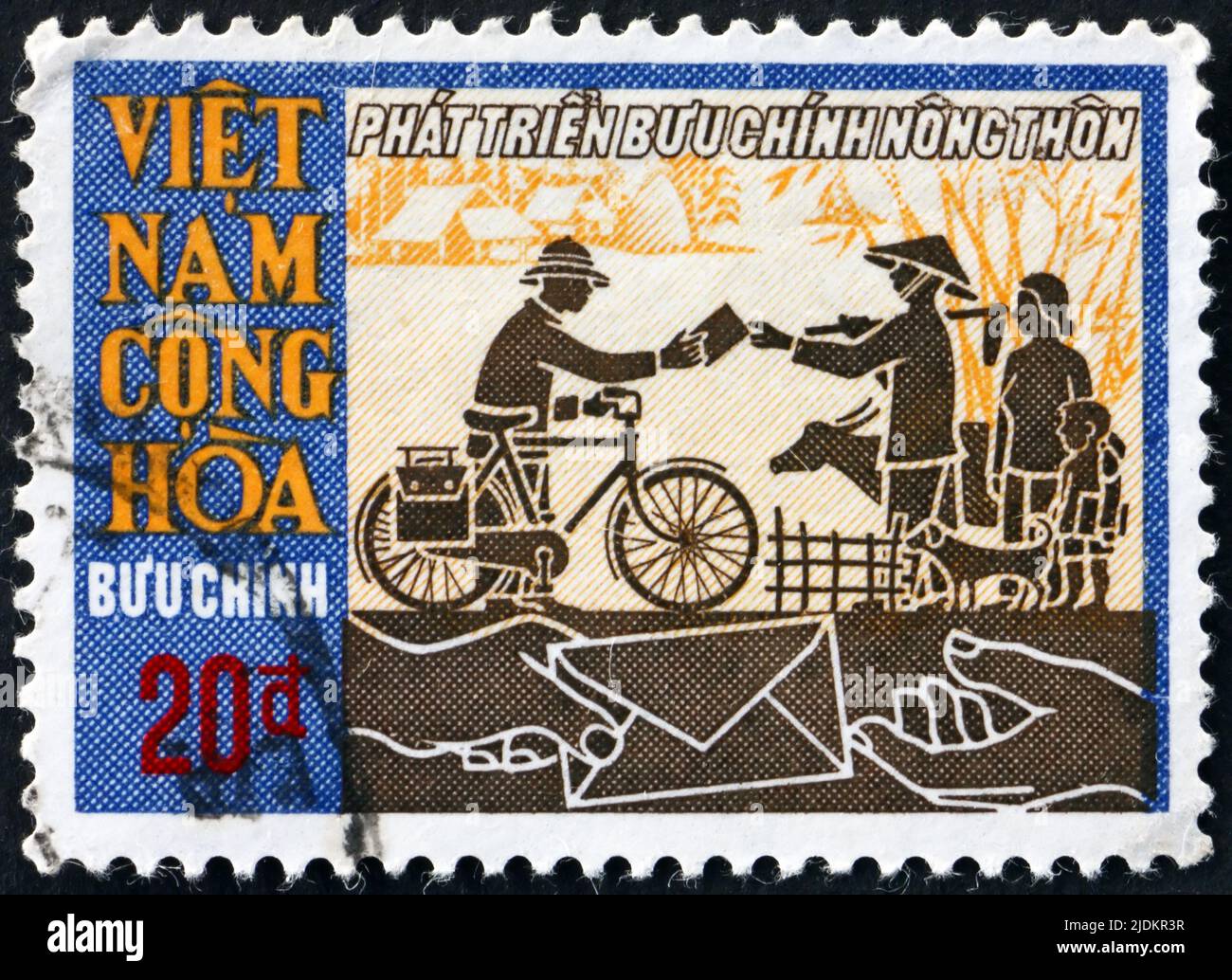 VIETNAM - CIRCA 1971: a stamp printed in Vietnam shows mailman with ...