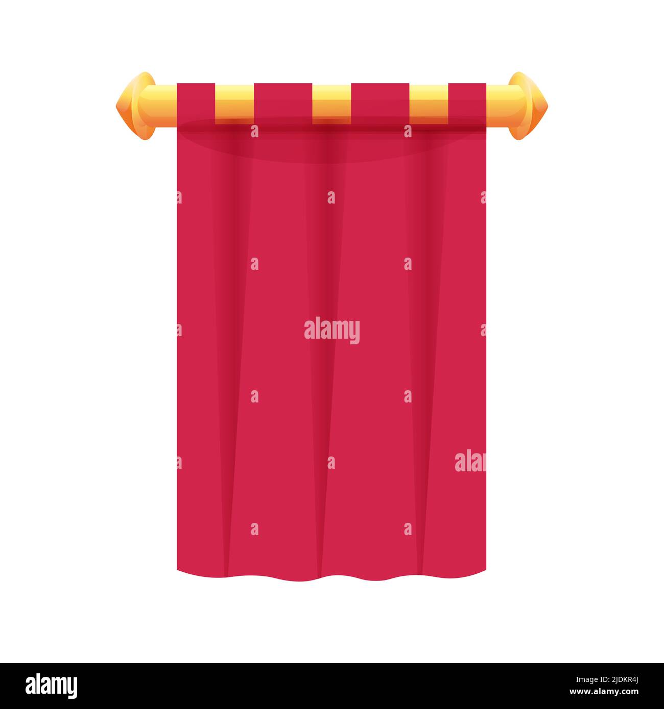 Red hanging medieval banner flag with cloth texture and golden ...