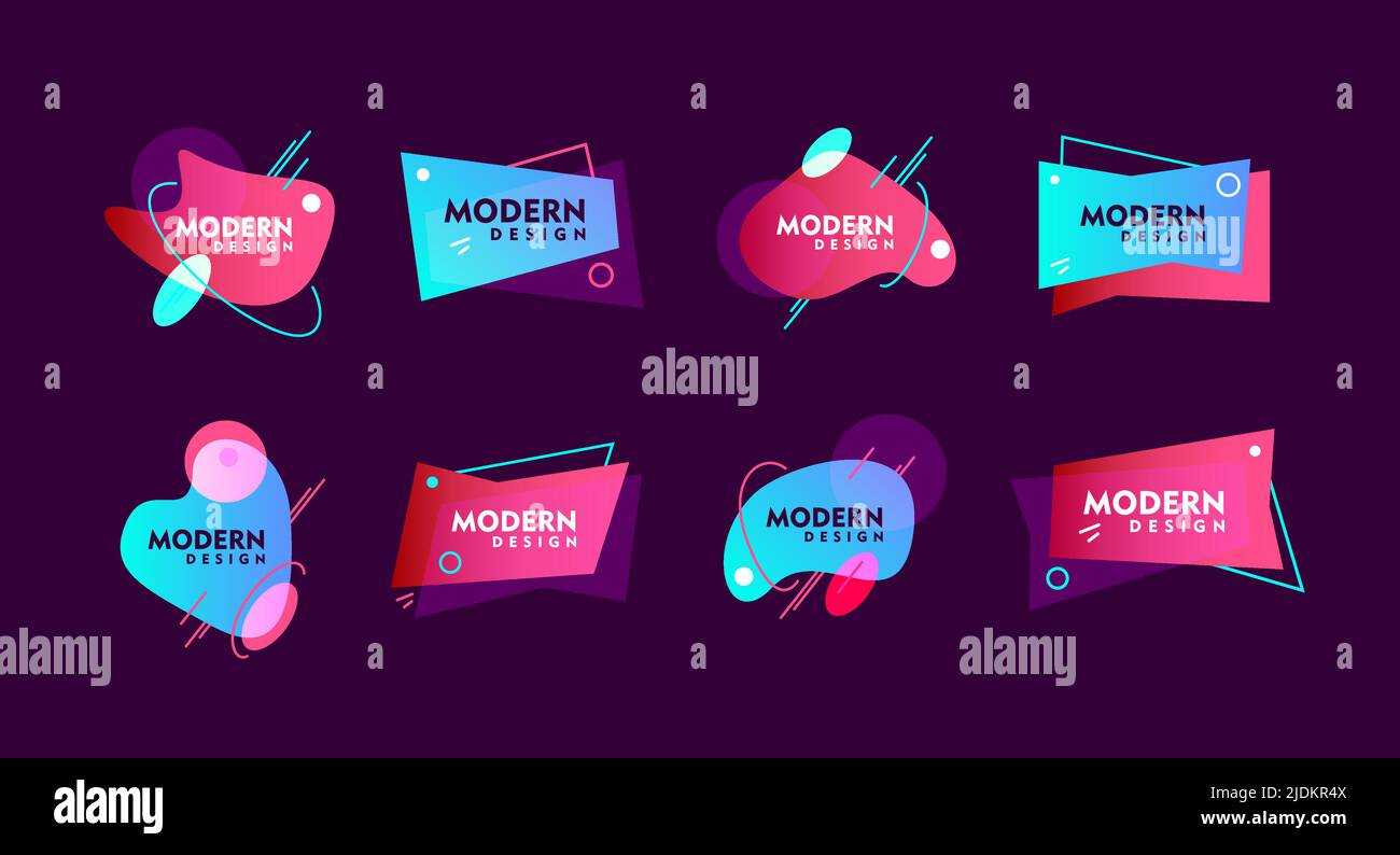 Modern design colorful abstract elements of different shapes on purple ...