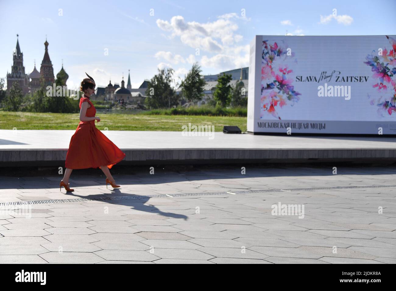 Moscow. Models on display of a collection of the fashion designer ...