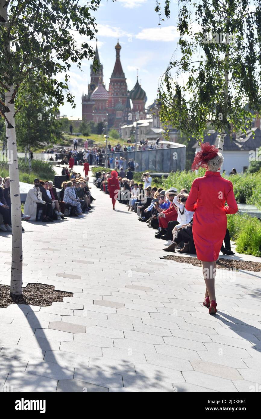 Moscow. Models on display of a collection of the fashion designer ...