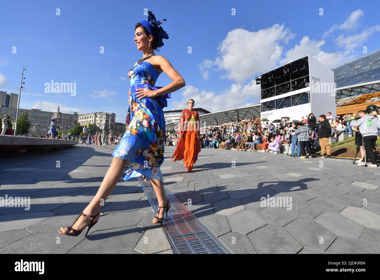 Moscow. Models on display of a collection of the fashion designer ...