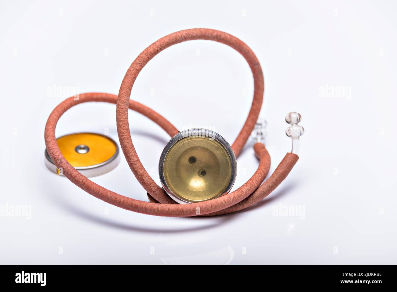 Medical Instrument vintage antique stethoscope isolated on white ...