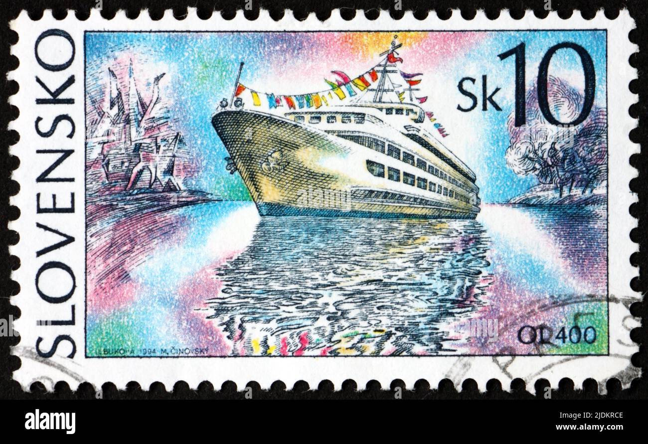 SLOVAKIA - CIRCA 1994: a stamp printed in Slovakia shows 400-passenger ...