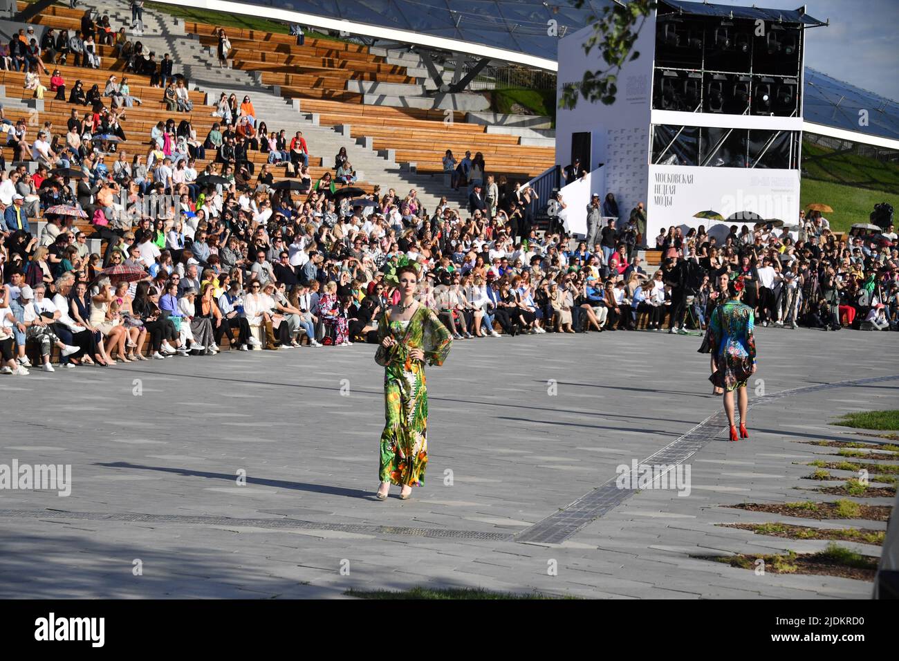 Moscow. Models on display of a collection of the fashion designer ...