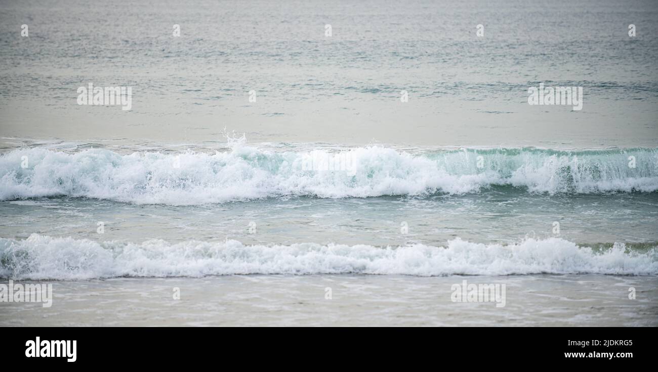 Panorama of ocean waves on a tropical sea with deep blue wawes. Calm ...