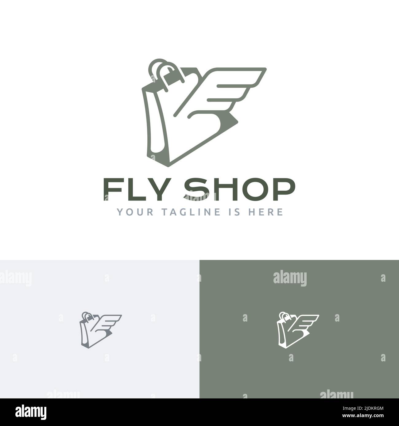 Flying Wings Bird Fly Shop Marketplace Shopping Bag Delivery Logo Stock ...