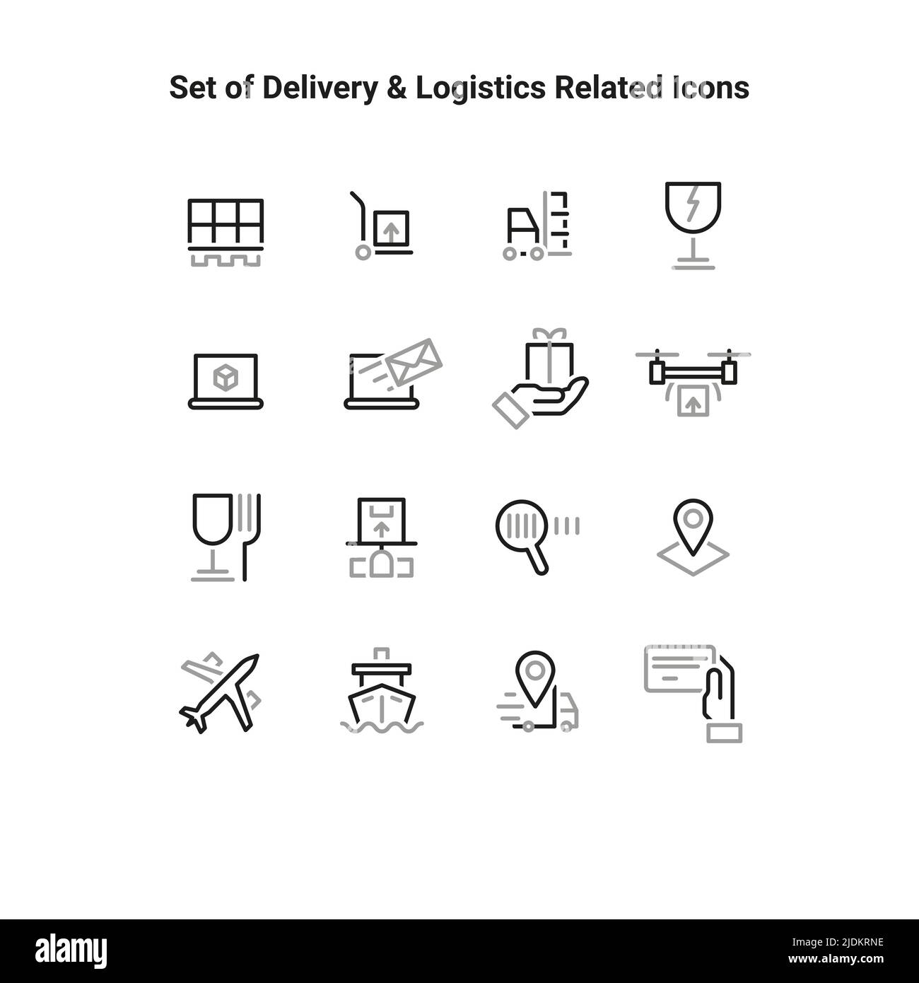 Delivery line icons set. Shipping icon collection. Simple Set of Video ...